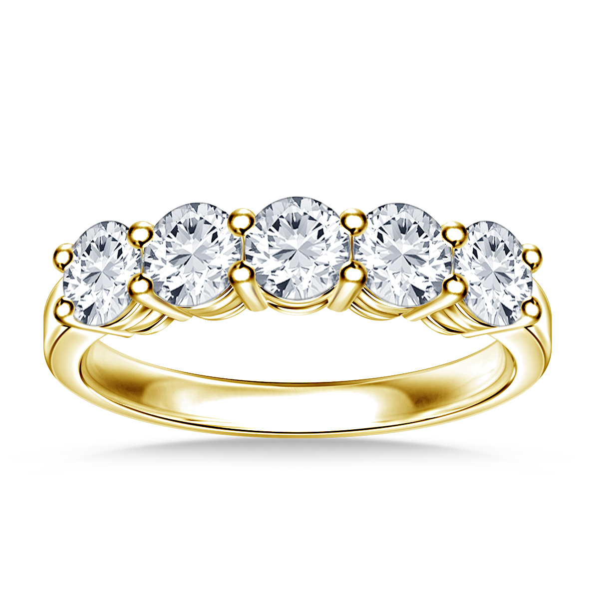 Classic Five Stone Common Prong Set Round Diamond Ring in 14K Yellow ...