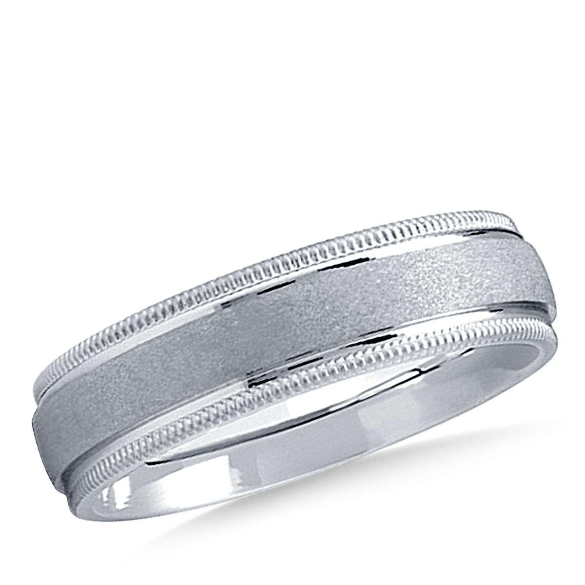 Basic Carved 6 mm Modern Comfort Fit Men's Wedding Band in 18K White ...